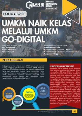 Policy Brief: UMKM Naik Kelas Melalui UMKM Go-Digital | PDF