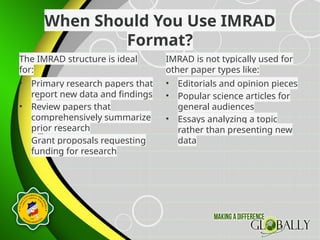 1. PowerPoint Template for DCC 301 The IMRAD Format (Mutmainna, Amriati).pptx | Science