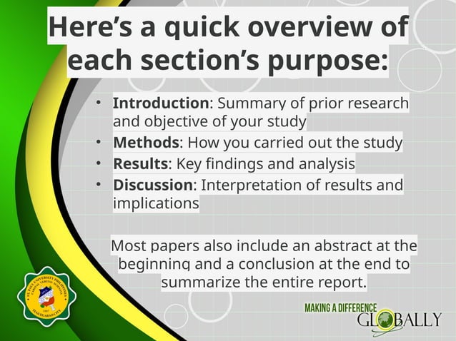 1. PowerPoint Template for DCC 301 The IMRAD Format (Mutmainna, Amriati ...