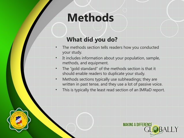 1. PowerPoint Template for DCC 301 The IMRAD Format (Mutmainna, Amriati ...