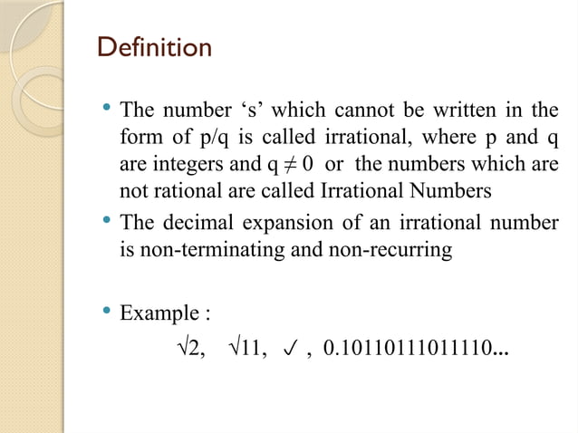 Chapter 1:Number system-Irrational numbers.pptx | Physics | Science