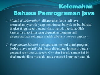 Pemrograman berorientasi objek dengan java | PPTX