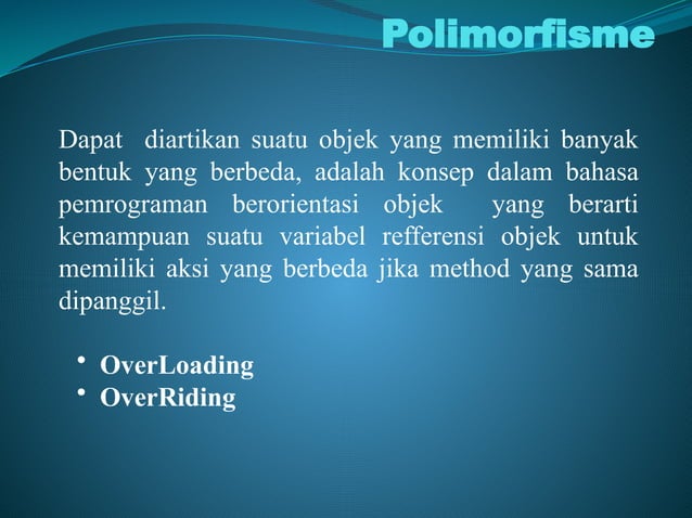 Pemrograman berorientasi objek dengan java | PPT