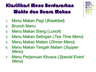 1. rancangan menu.ppt untuk kelas XI kuliner | PPT