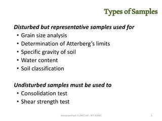 Site Investigation : Types of Samples & Sampling | PPT