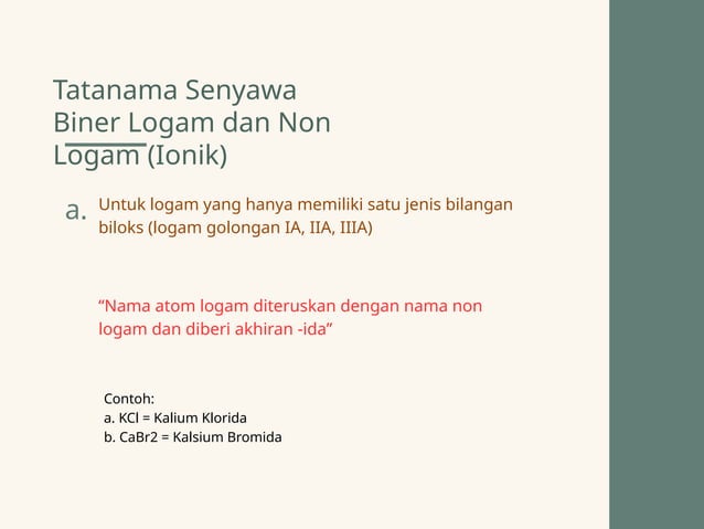 1. b. Tatanama Senyawa Kimia Logam dan Non Logam.pptx | Free Download