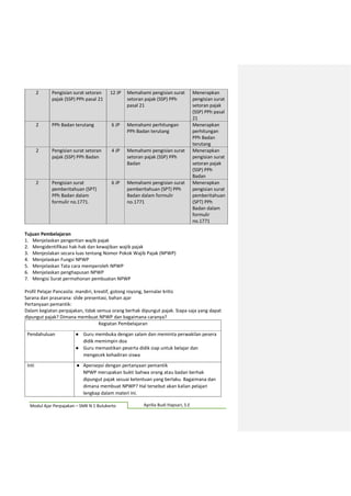 MODUL AJAR PERPAJAKAN Kelas XI Kurikulum merdeka | PDF