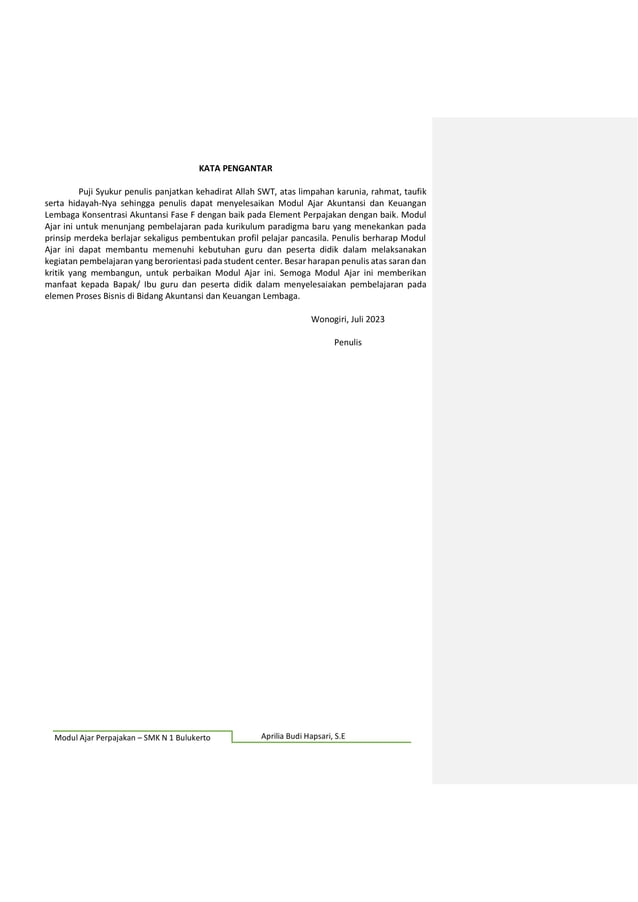 MODUL AJAR PERPAJAKAN Kelas XI Kurikulum merdeka | PDF