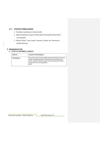 MODUL AJAR PERPAJAKAN Kelas XI Kurikulum merdeka | PDF