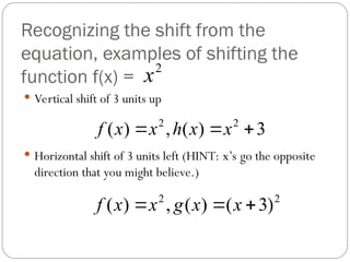 parent functions and transformations.ppt