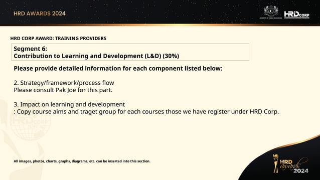 HRDCorp sample slide for hrdawards template | PPTX