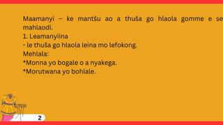 Sepedi Leleme la gae paper 1 (Maamanyi). Dibopego le melao ya tšhomišo ...