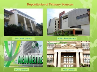 Repositories of Primary Sources, importance and Contributions.ppt