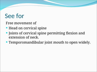 1.AIRWAY ASSESSMENT LOOK, LISTEN, FEEL: Mallampati, LEMON, neck ...