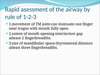 1.AIRWAY ASSESSMENT LOOK, LISTEN, FEEL: Mallampati, LEMON, neck ...