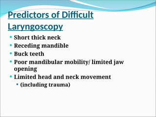 1.AIRWAY ASSESSMENT LOOK, LISTEN, FEEL: Mallampati, LEMON, neck ...