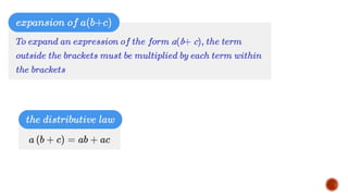 expansion of brackets, algebraic expression | PPT
