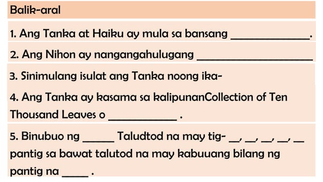 1. TANKU AT HAIKU-1.Grade 9-filipino-sy 2024-2025 | PPTX