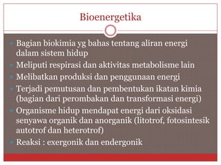 1. konsep bioenergetika (aliran energi organisme) | PDF