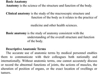 An introduction to the human anatomy for medical students | PPTX