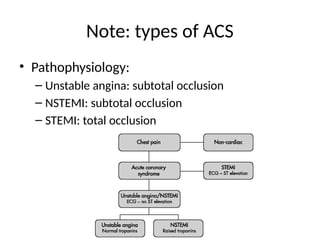Acute Coronary Syndrome lecture in cardiology | PPTX