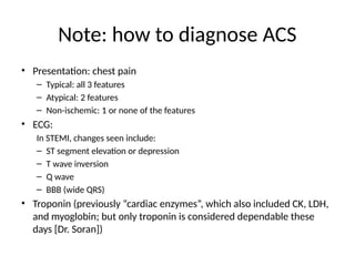 Acute Coronary Syndrome lecture in cardiology | PPTX