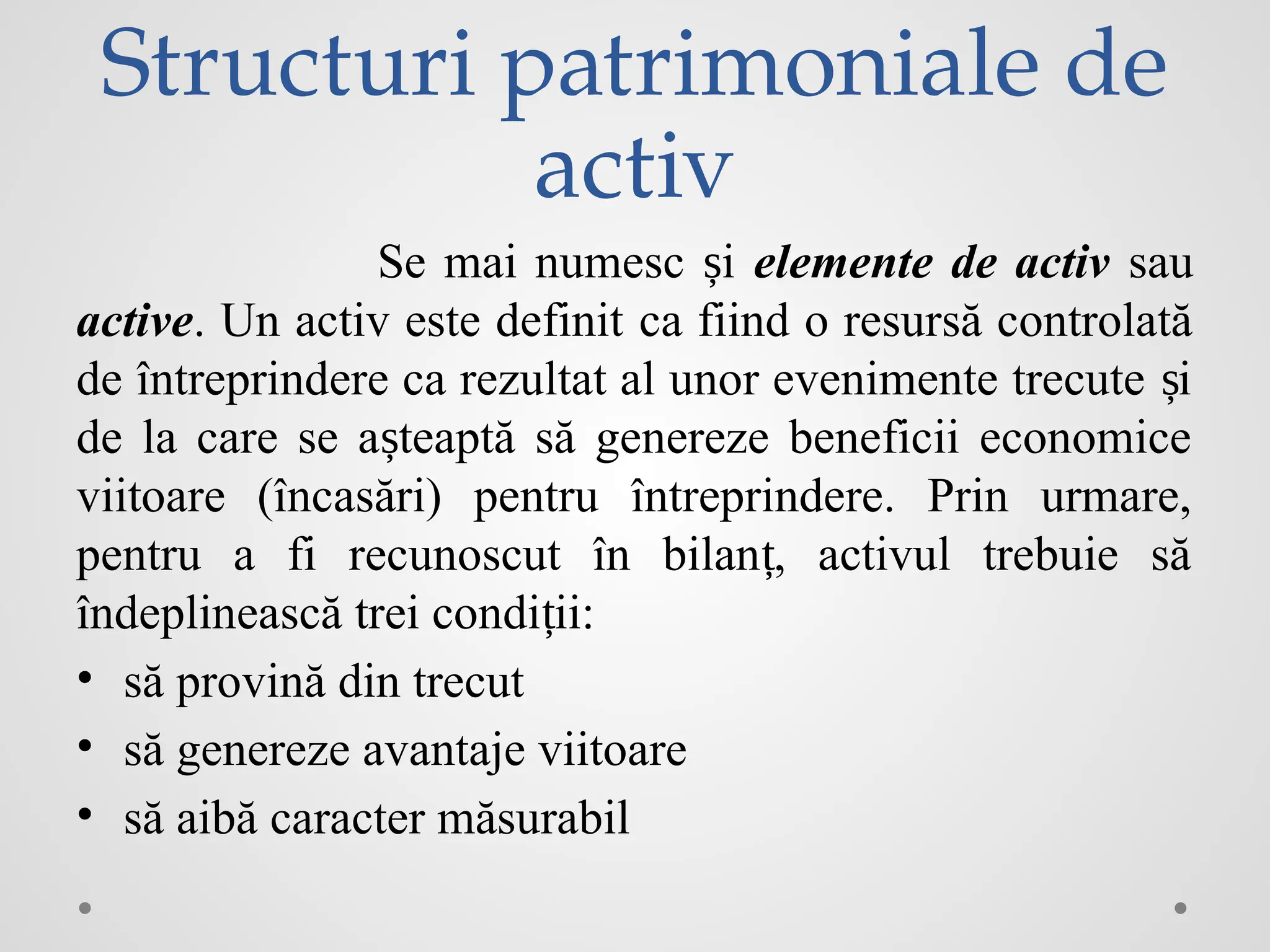 1. Structuri patrimoniale de activ, Modulul Bazele contabilitatii | PPTX