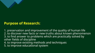 Definition, Purpose and Types of Research | PPTX