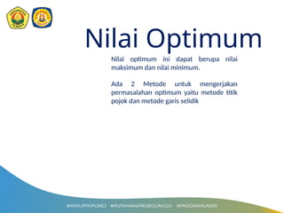 Metode titik pojok matematika untuk sma 1 | PPT