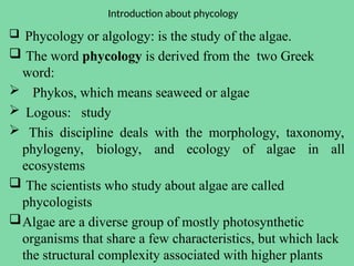 1.introduction to phycology for B.Sc students | PPT