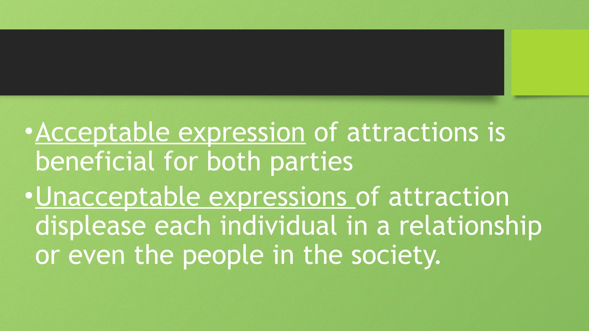 1. Teen-age Relationships including the acceptable and unacceptable ...