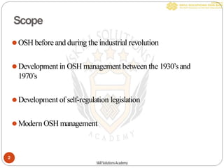 Historical Perspective in Occupational Safety and Health. The evolution ...