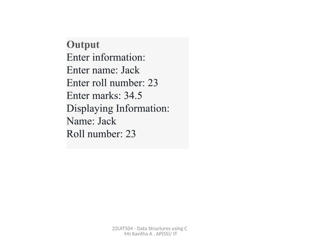Introduction to dynamic memory allocation – Structures–accessing ... Introduction to dynamic memory allocation – Structures–accessing ...
