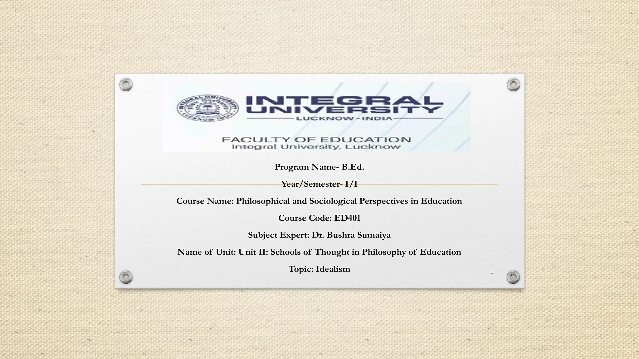 1. Schools of Thought in Philosophy of Education-Idealism | PPT