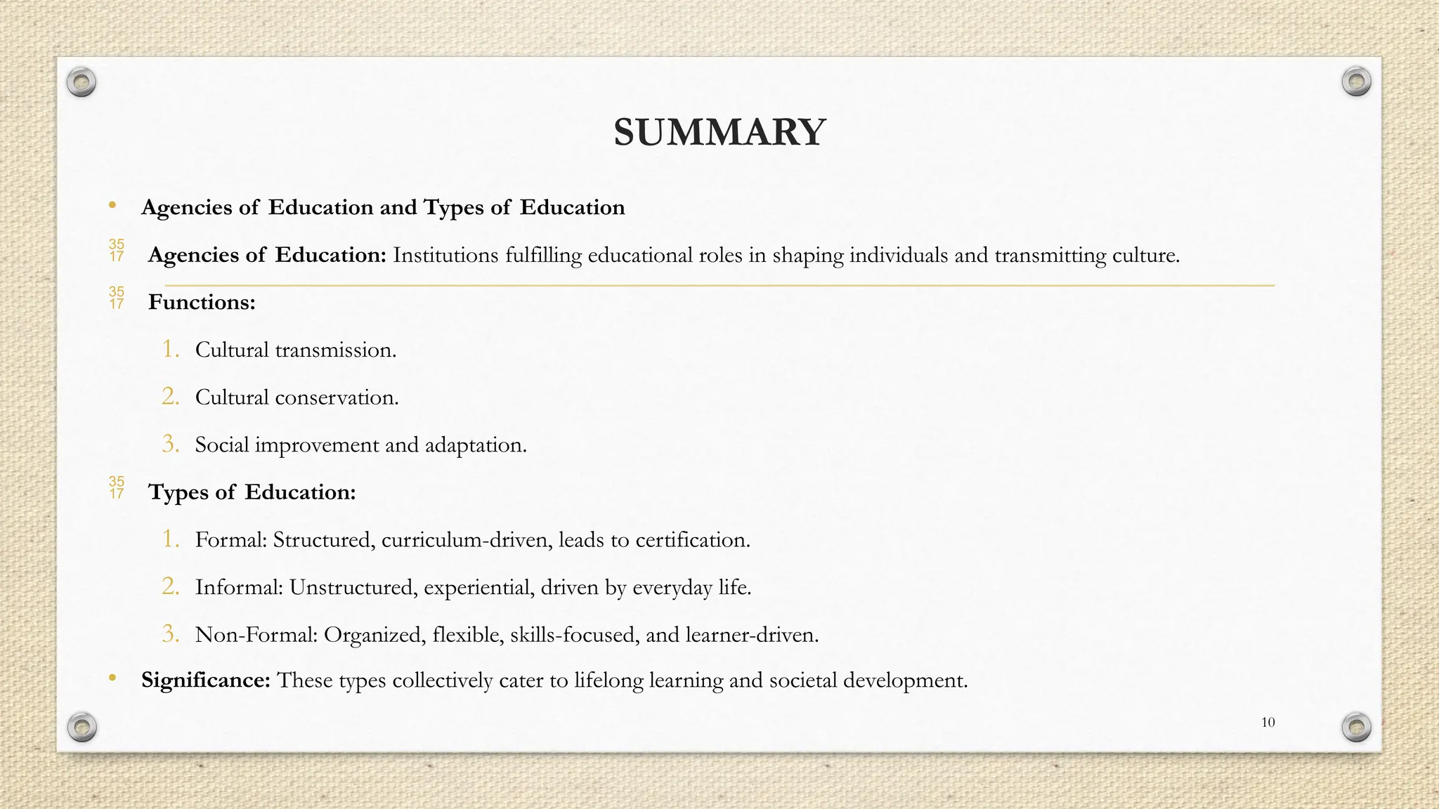 Types of Agencies of Education: Formal, Informal, and Non-formal | PPTX