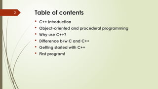 Introduction to c++ programming language | PPT