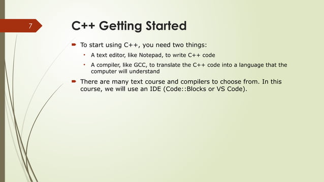 Introduction To C++ Programming Language | Ppt