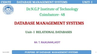 Purpose of Data Base Managementt Systems | PPTX