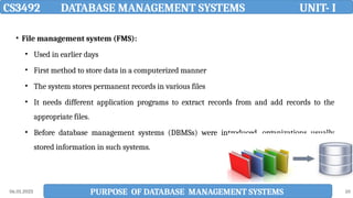 Purpose of Data Base Managementt Systems | PPTX