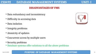 Purpose of Data Base Managementt Systems | PPTX