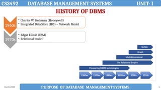 Purpose of Data Base Managementt Systems | PPT