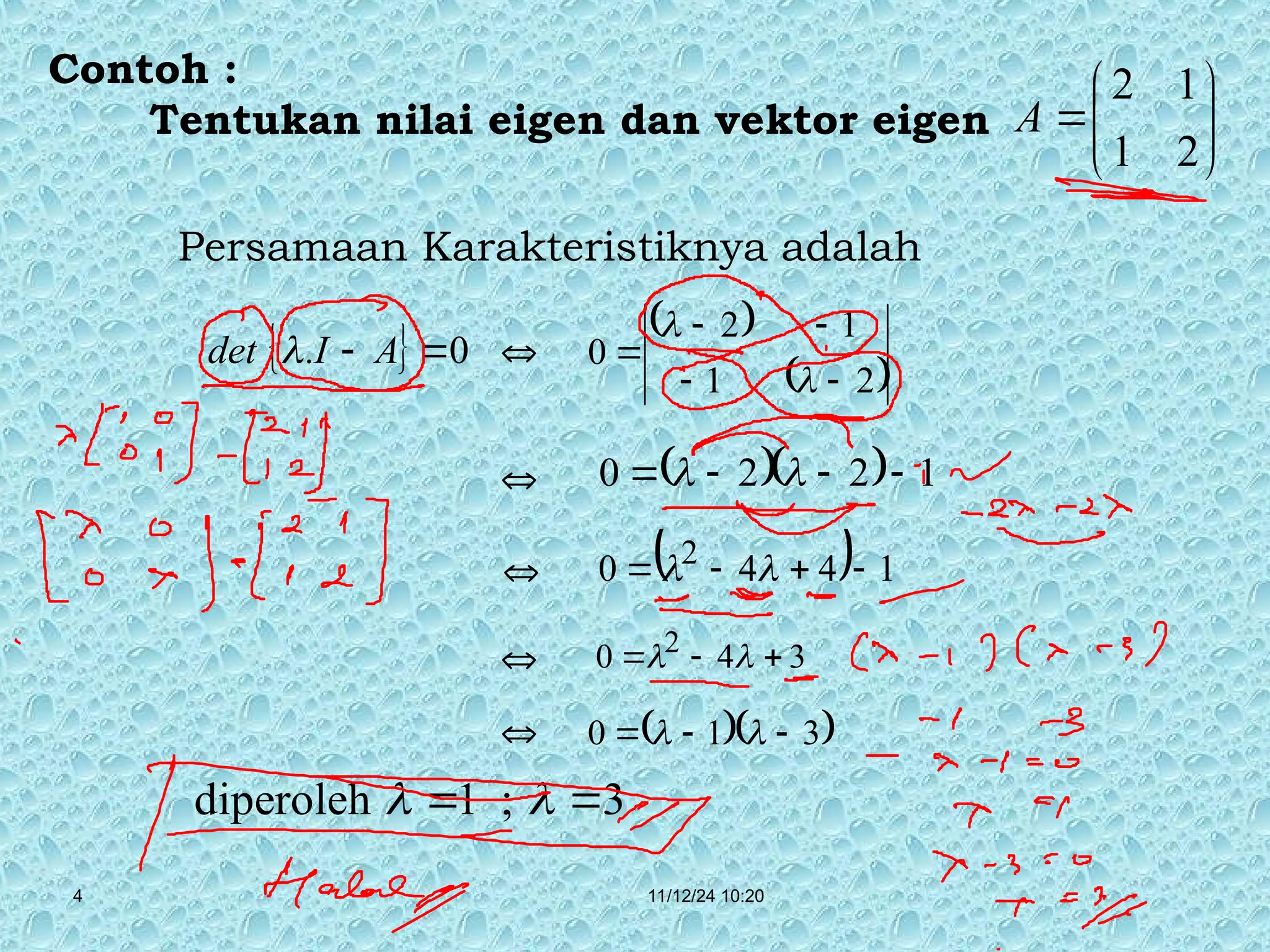 Nilai Eigen dan Vektor Eigen pada matriks | PPT