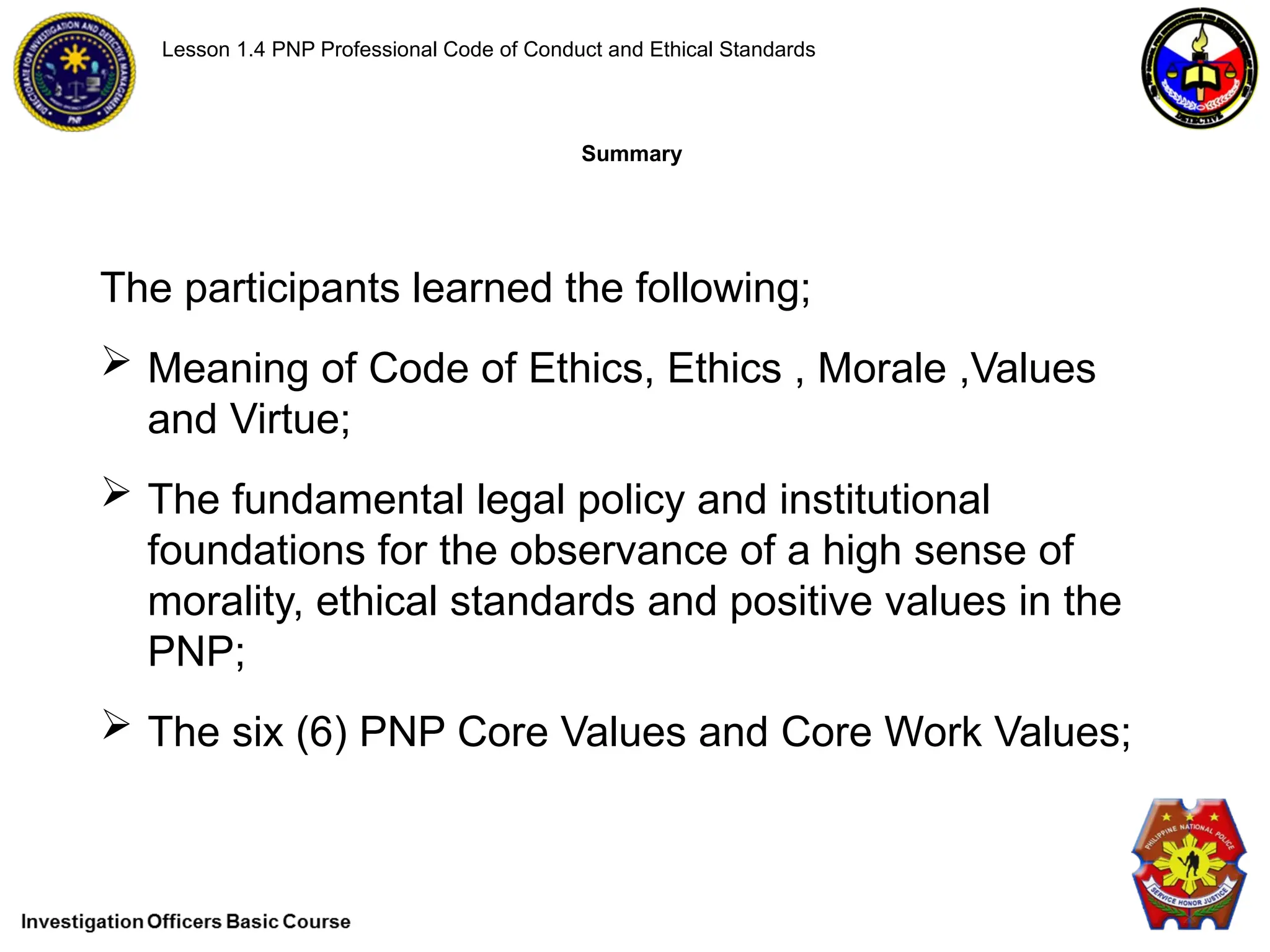 PNP Professional Code of Conduct and Ethical Standards | PPTX