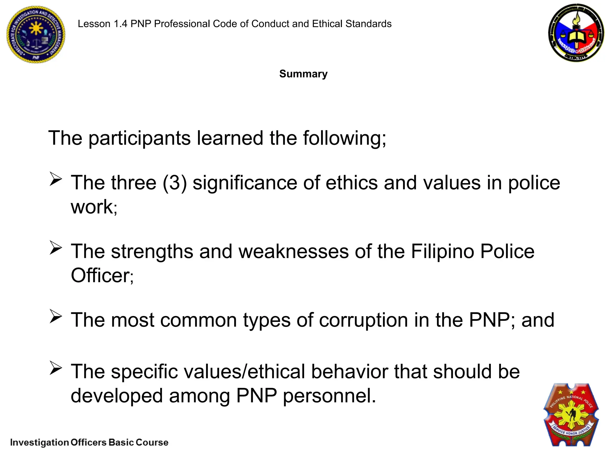 PNP Professional Code of Conduct and Ethical Standards | PPTX