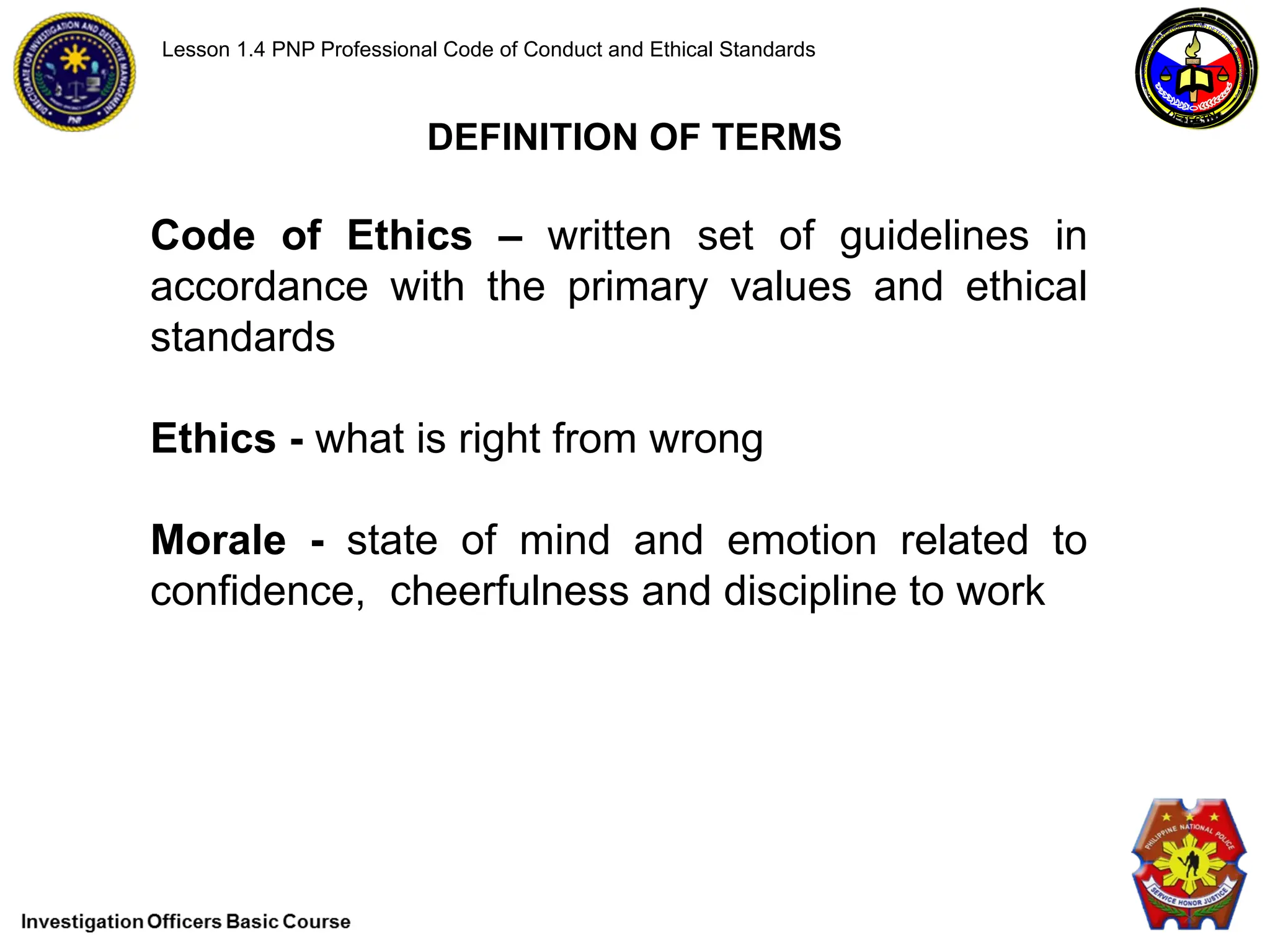 PNP Professional Code of Conduct and Ethical Standards | PPTX