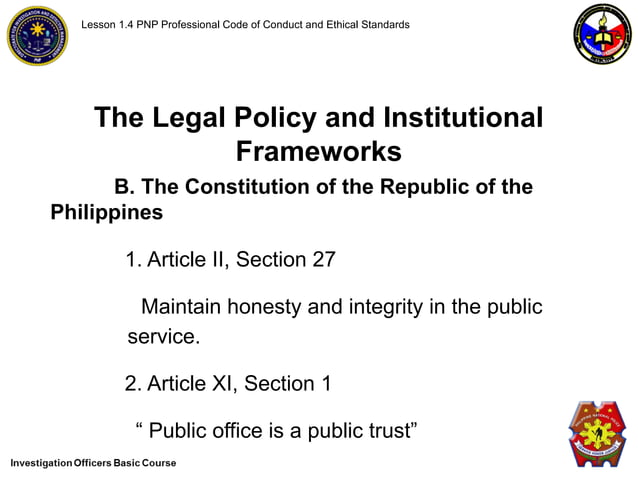 PNP Professional Code of Conduct and Ethical Standards | PPTX