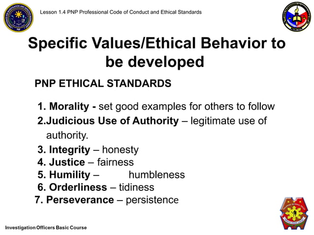 PNP Professional Code of Conduct and Ethical Standards | PPTX