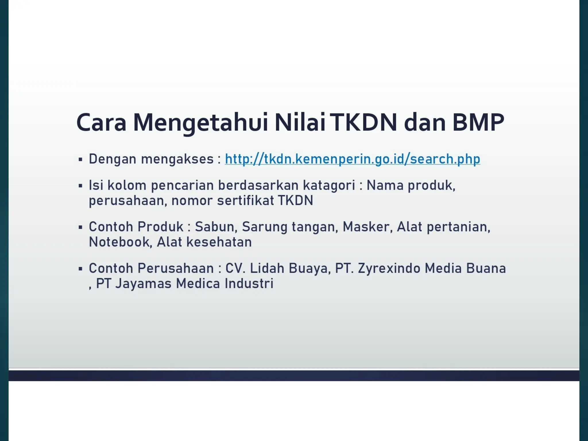 TINGKAT KOMPONEN DALAM NEGERI DISINGKAT TKDN | PPT