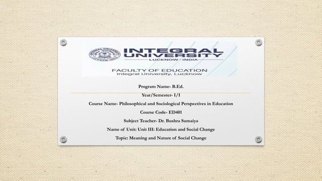 Presentation: Meaning and Nature of Social Change | PPT