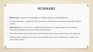 Concept of Democracy and its Relationship with Education | PPTX
